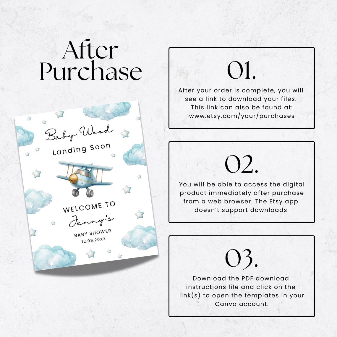 Landing Soon Baby Shower Welcome Sign, Vintage Airplane Printable ...