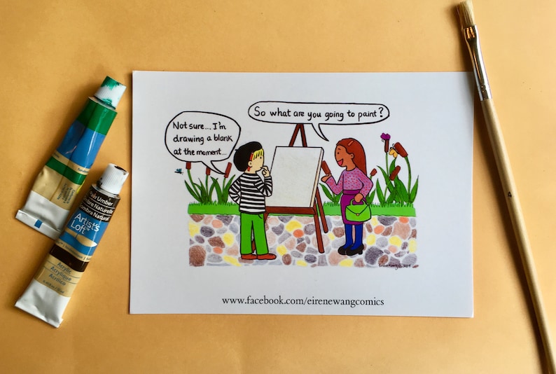 Drawing A Blank Illustrated Idiom Postcard Paper Stationery drawing-a-blank-illustrated-idiom-postcard-paper-stationery