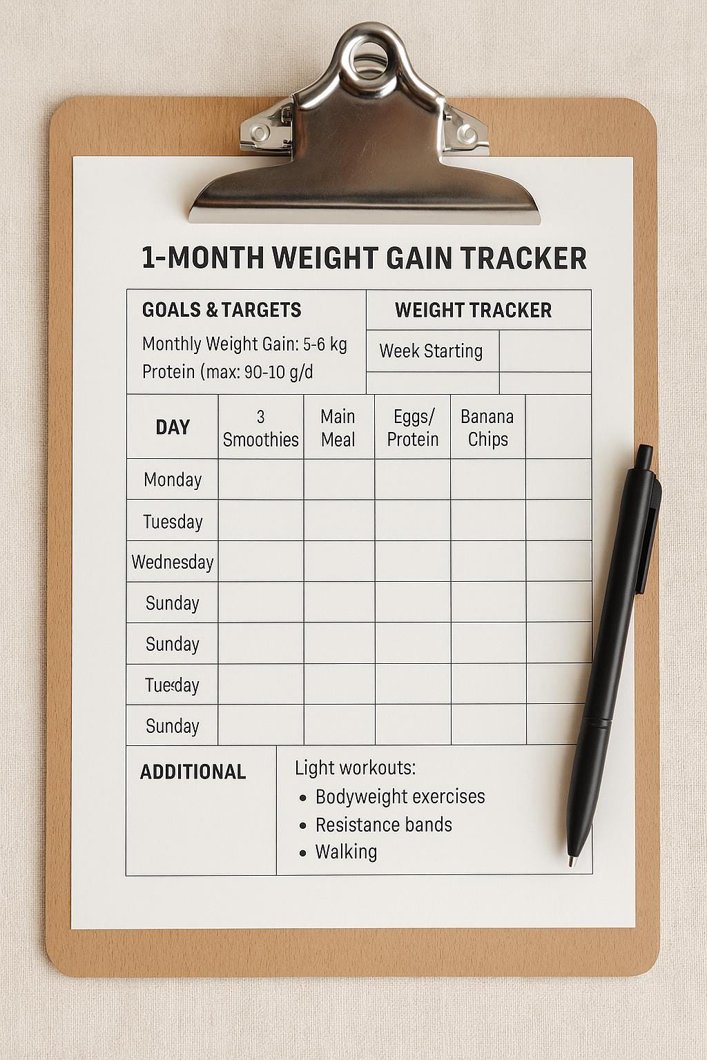 Printable PDF Weight Gain Tracker - Etsy