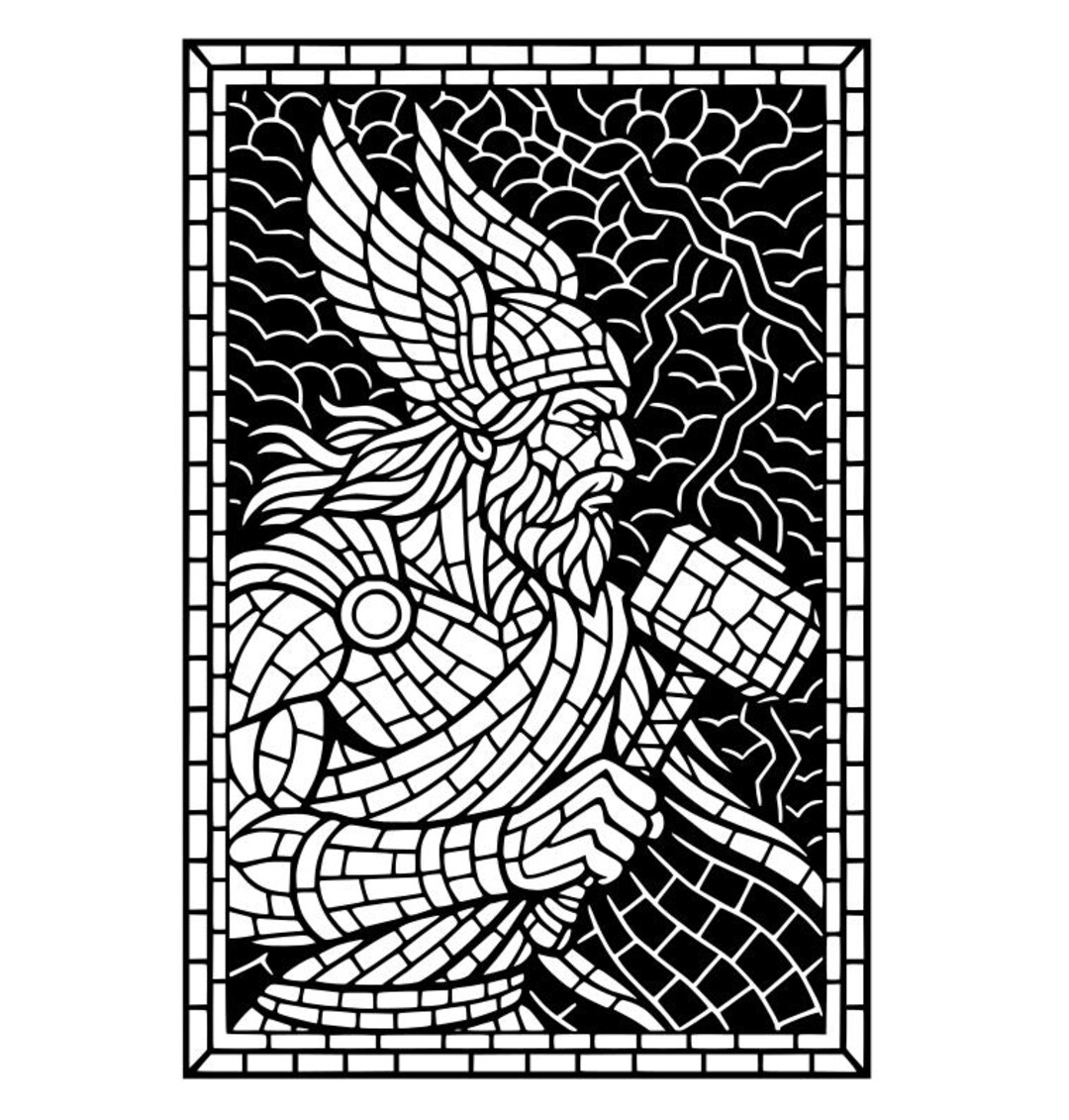 Thor Mosaic – Norse God Vector File SVG DXF PNG for Cnc Laser ...