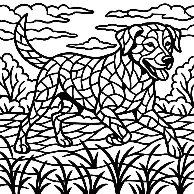 Labrador Mosaic– Geometric Vector File SVG DXF PNG – for Cnc, Laser ...