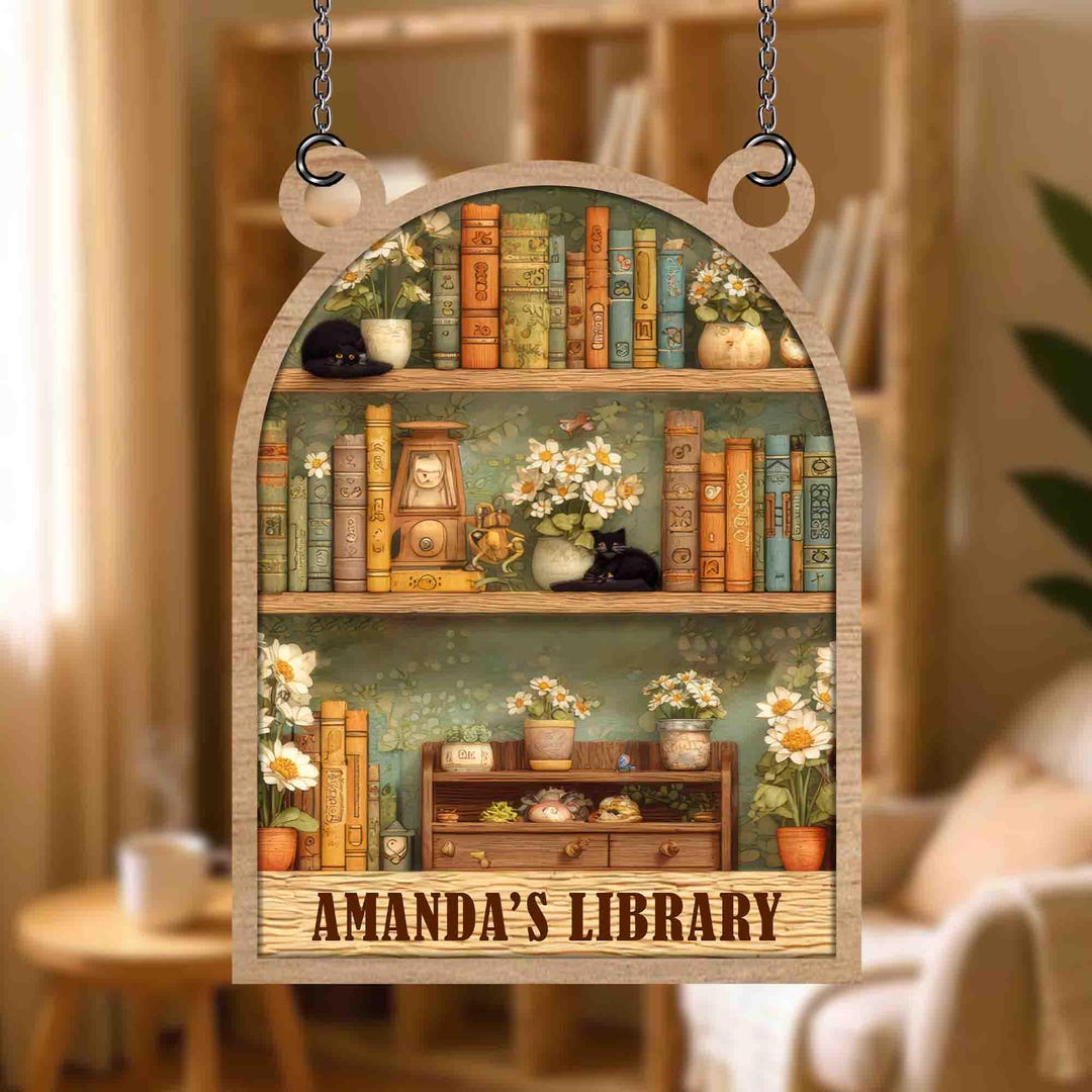 Personalized Library Sign With Name, Library Gift for Book Lovers, Book ...