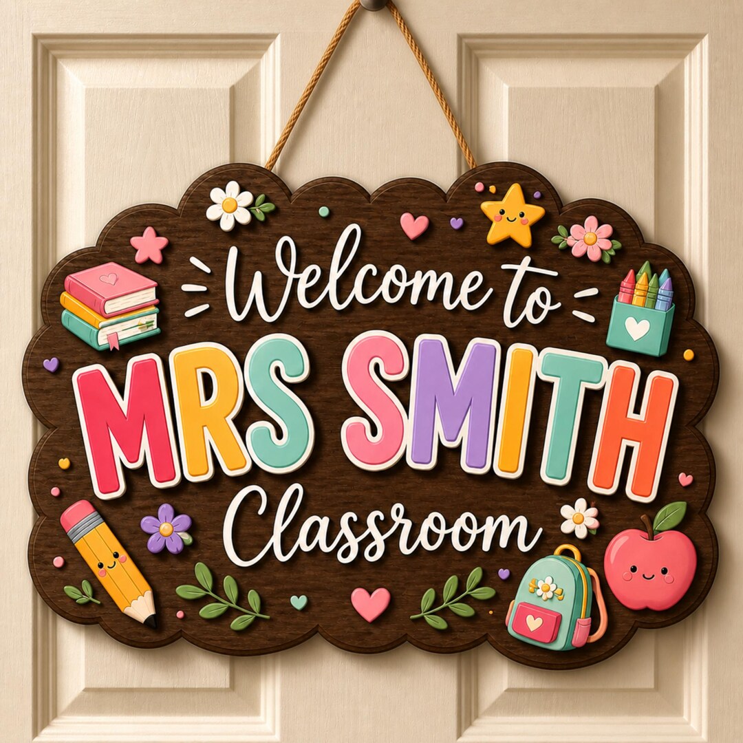Personalized Teacher Classroom Door Sign, Back to School Gift, Custom ...