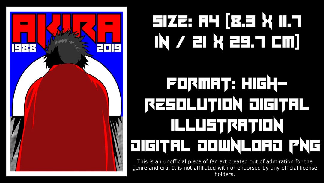 Akira 1988 Poster Digital Download | 300DPI A4 Fan Art | Neo-tokyo ...