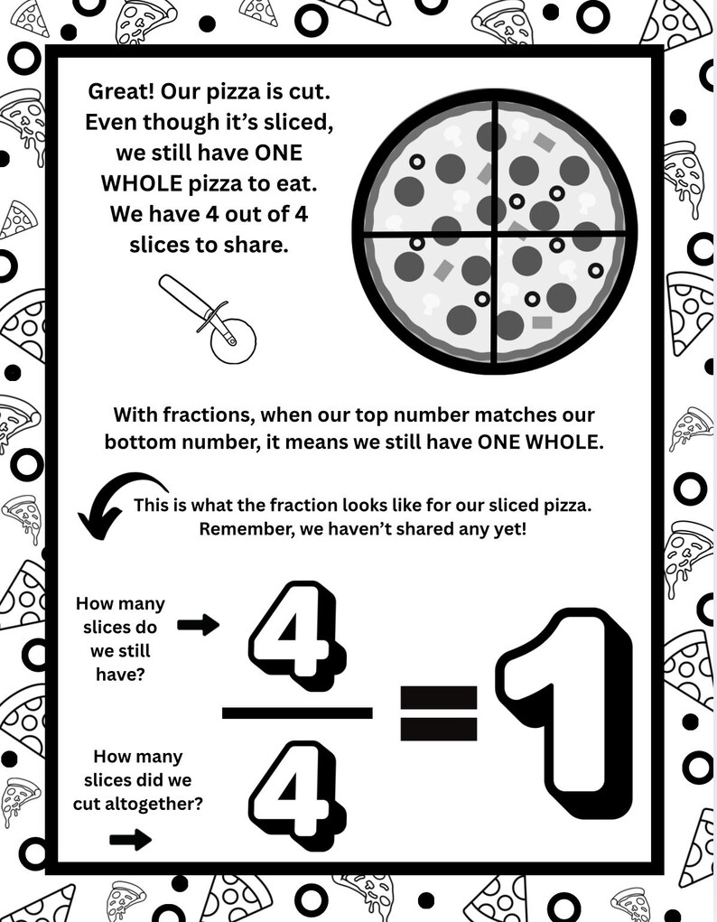Pizza Fractions Printable Pack - Fun Fraction Worksheets for Kids (K-2 ...