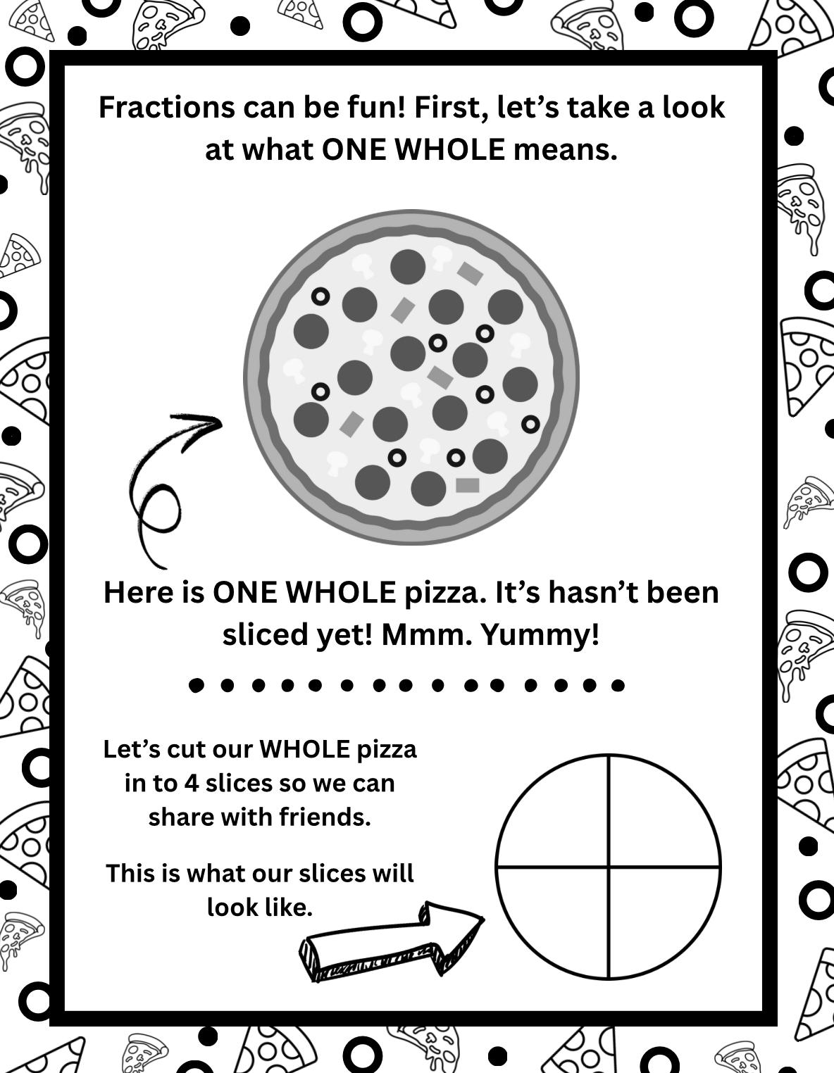 Pizza Fractions Printable Pack - Fun Fraction Worksheets for Kids (K-2 ...