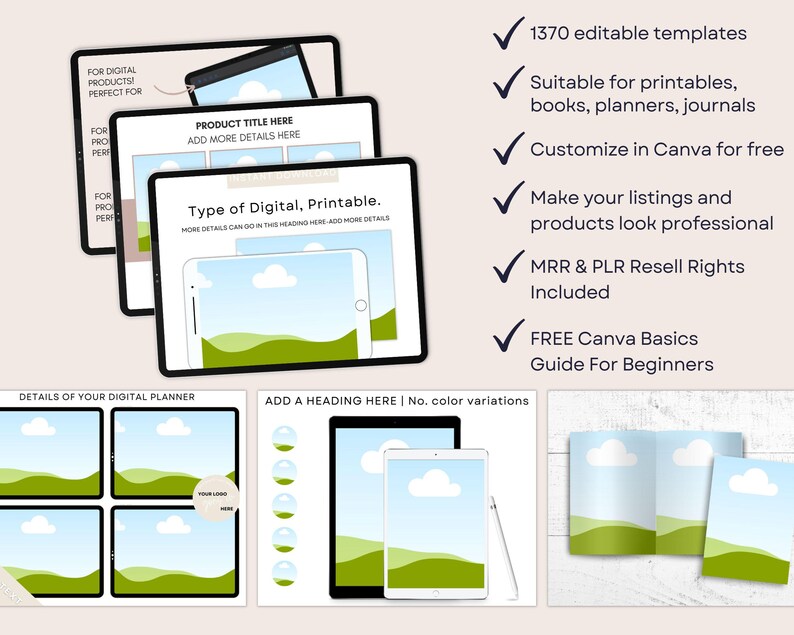 1350+ Canva Mockup Templates for Printables, Books, Journals, Planners ...