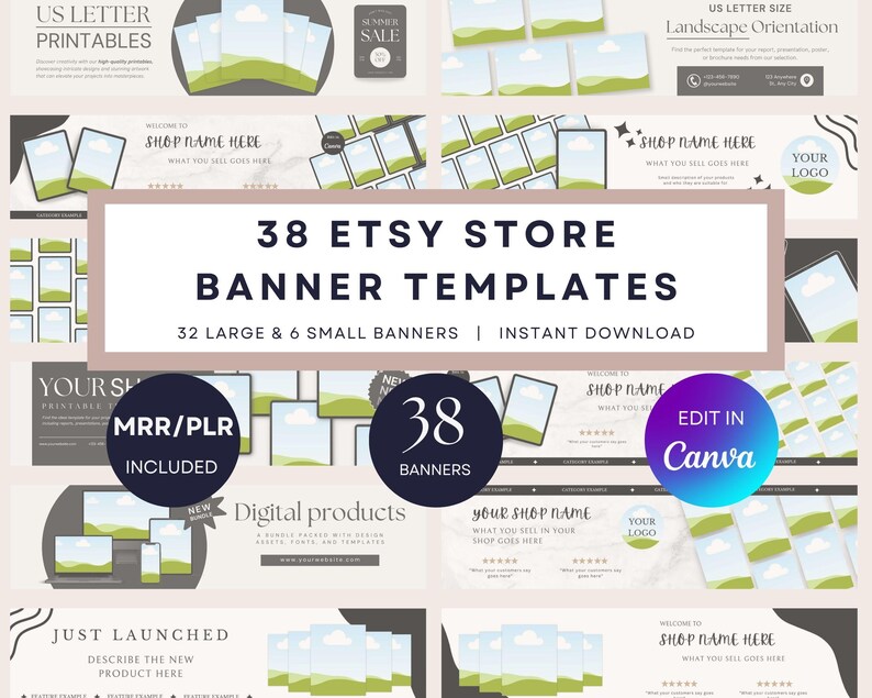 Etsy Shop Banner Template Bundle, 38 Editable Canva Banners & Mockups ...