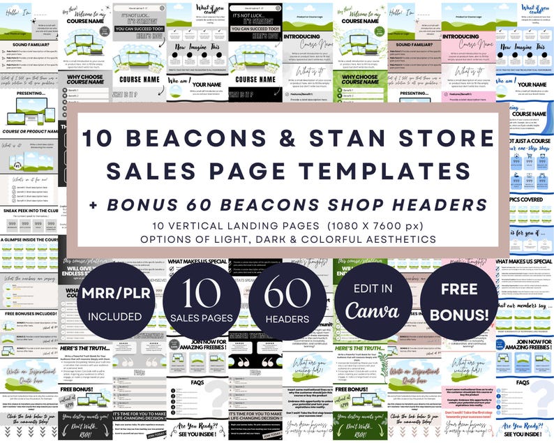 10 Stan Store & Beacons Sales Page Templates, Luxe Canva Landing Pages ...