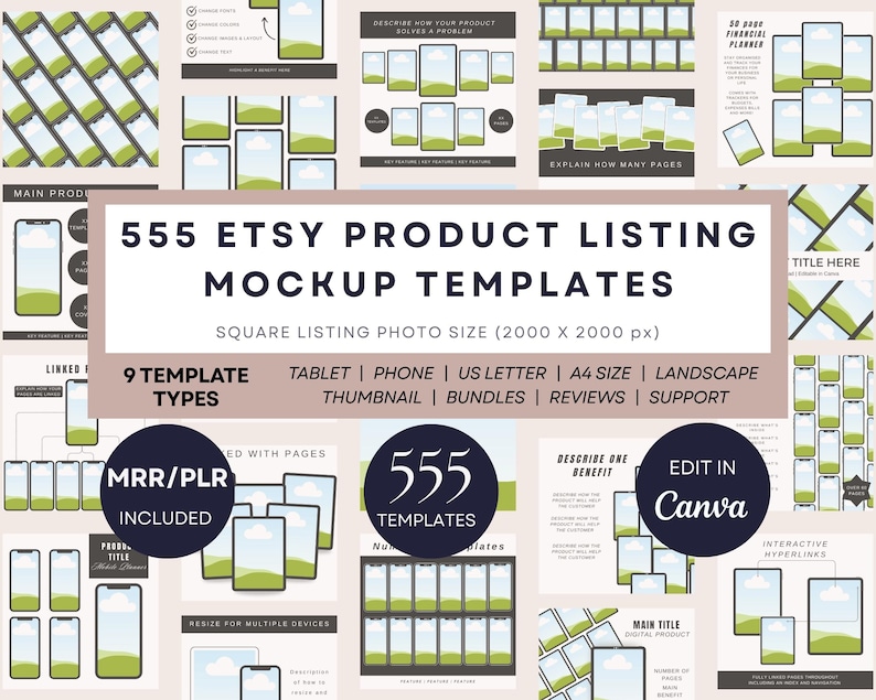 555 Etsy Product Listing Mockup Template, Digital Product Photo Mockups ...