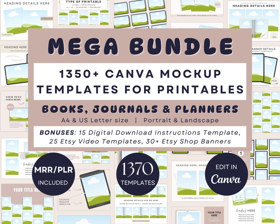 1350+ Canva Mockup Templates for Printables, Books, Journals, Planners ...