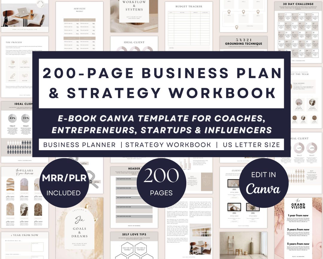 200 Page Business Plan & Strategy Workbook, Canva Ebook Template for ...