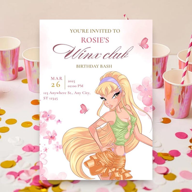 Editable Winx Club Birthday Invitation | Fairy Party Template for Girls ...
