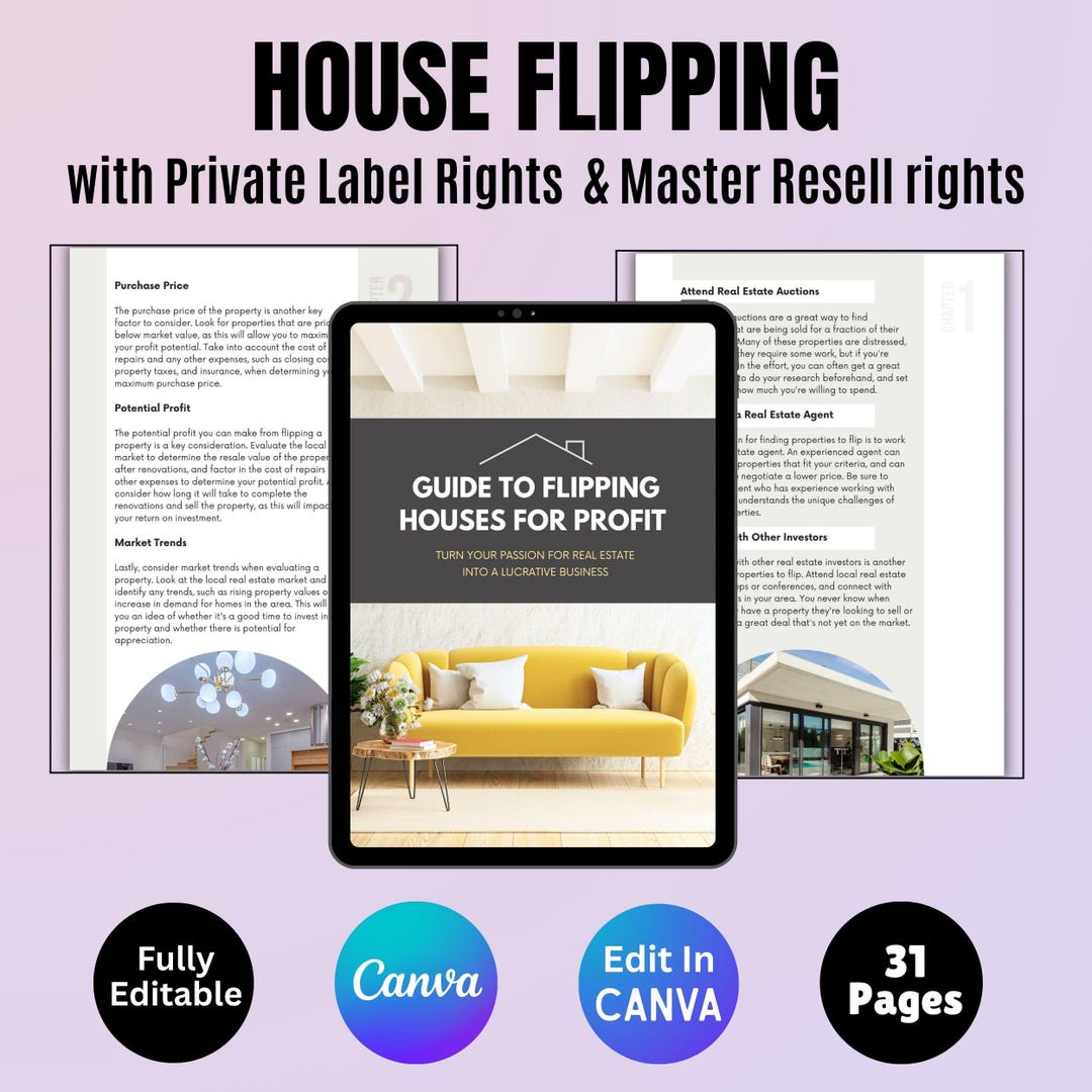 House Flipping PLR Ebook: Real Estate Investing Guide (canva Template ...
