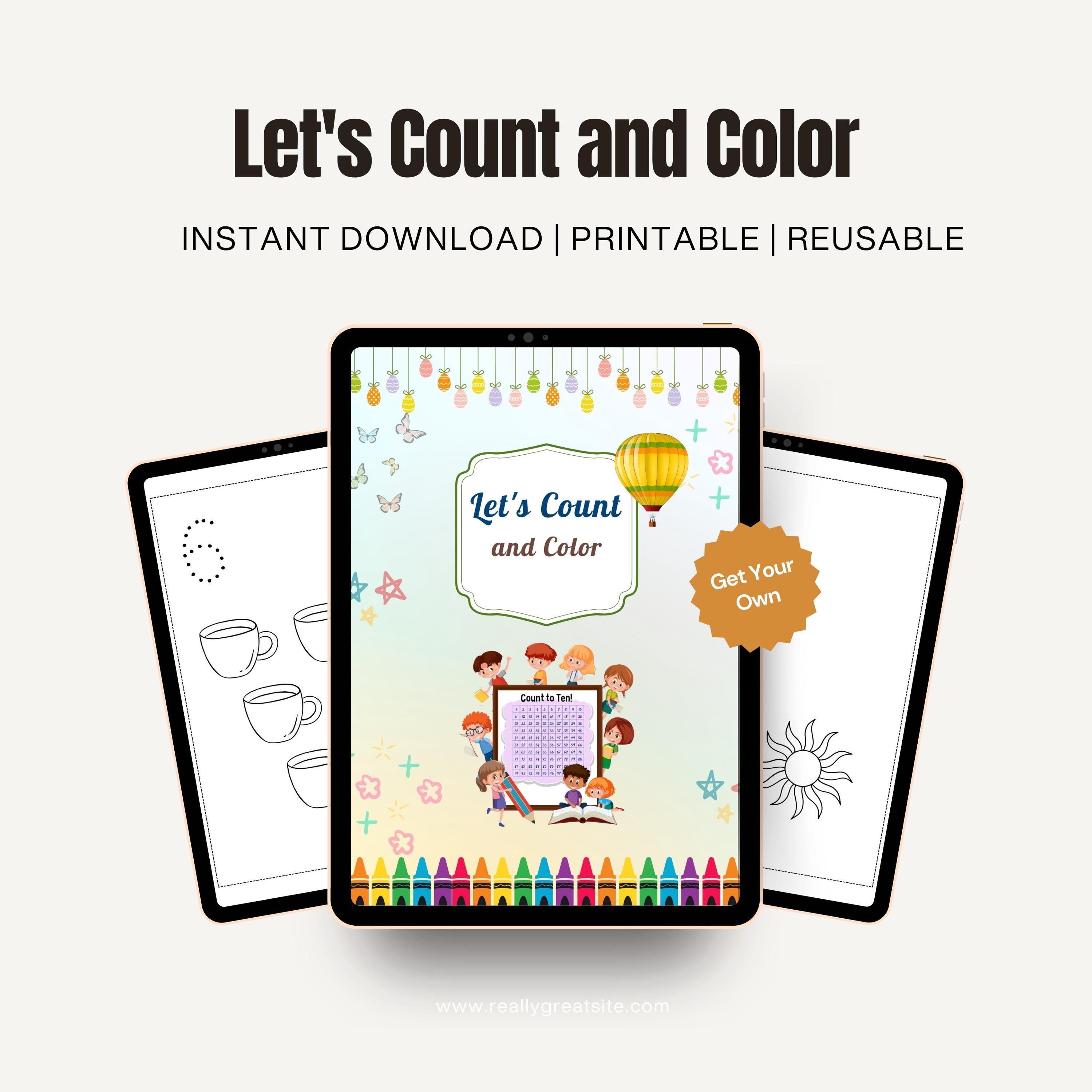 Let's Count and Color Printable Workbook for Kids | Number Recognition ...