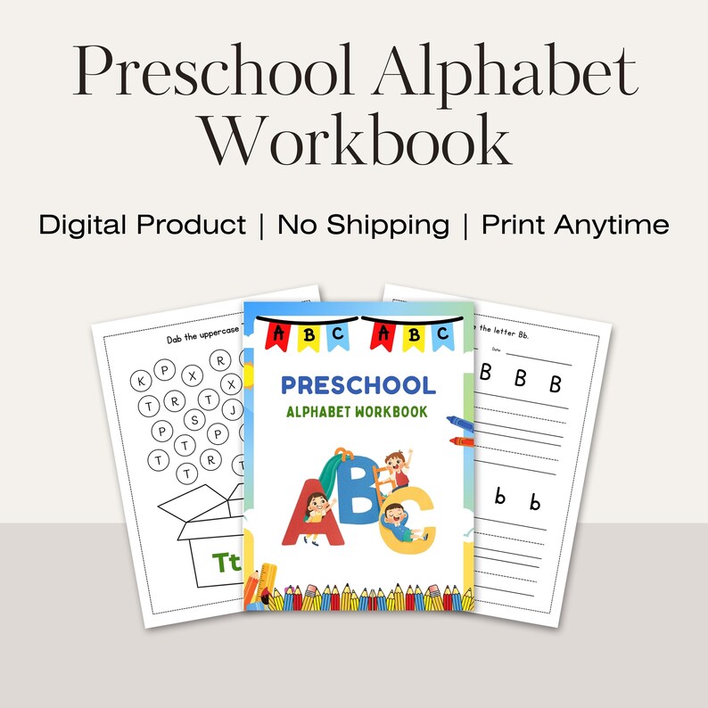 Preschool Alphabet Tracing Workbook: ABC Letter Activity Pages (PDF ...
