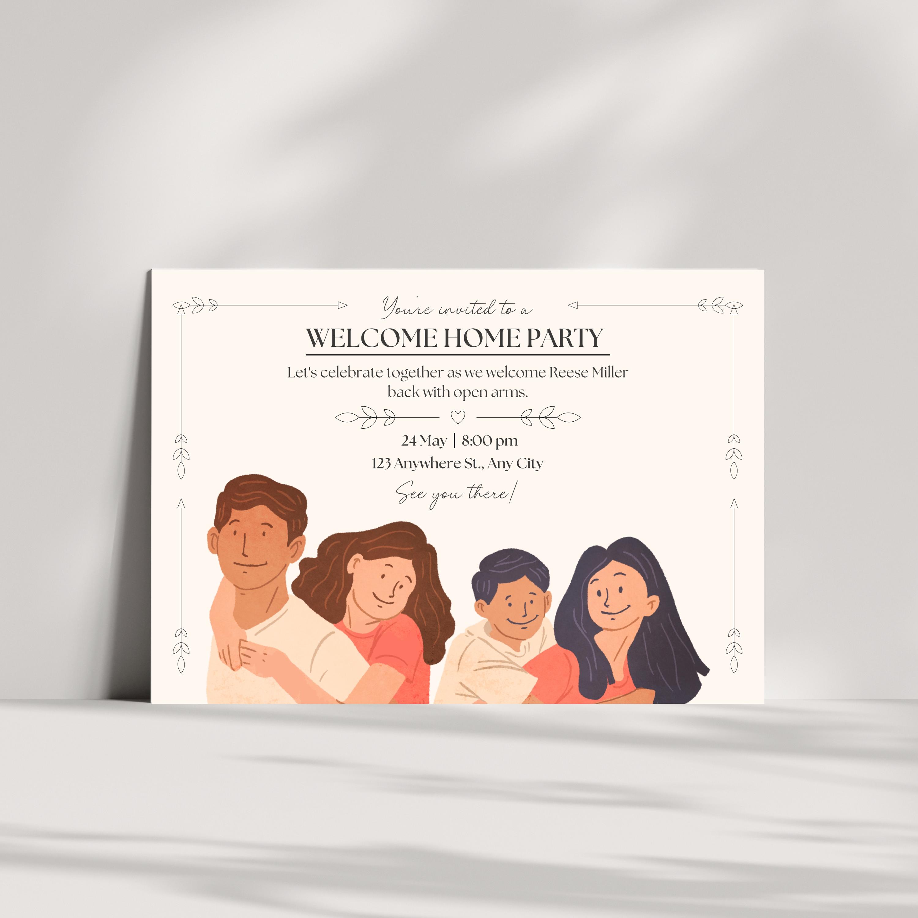 Welcome Home Party Invitation Template, Editable Canva Digital or ...