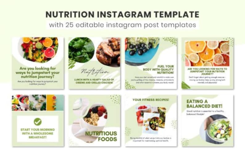 Nutrition Instagram Templates: Health & Wellness Canva Posts (digital ...