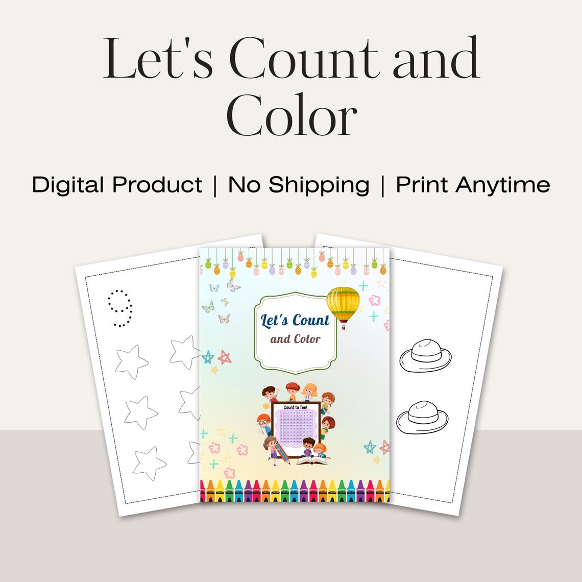Let's Count and Color Printable Workbook for Kids | Number Recognition ...