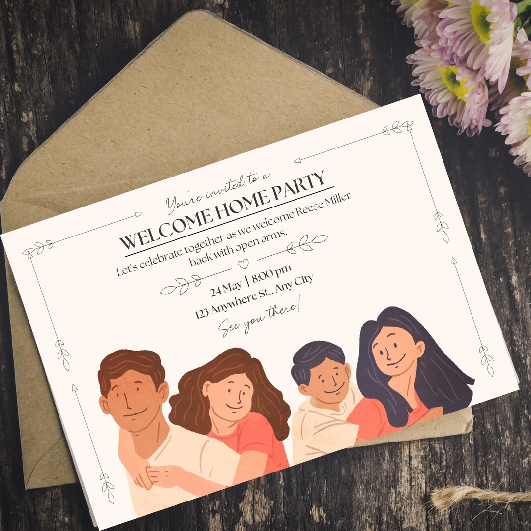 Welcome Home Party Invitation Template, Editable Canva Digital or ...