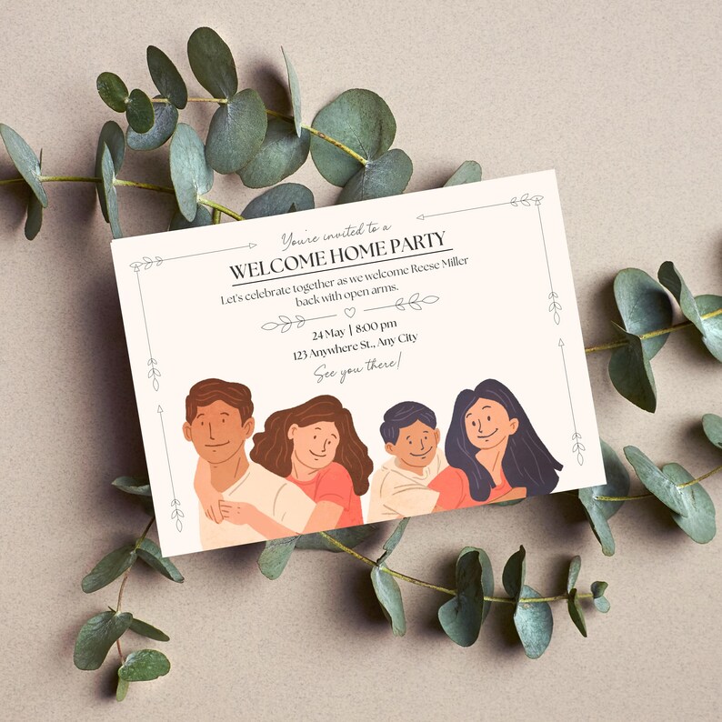 Welcome Home Party Invitation Template, Editable Canva Digital or ...