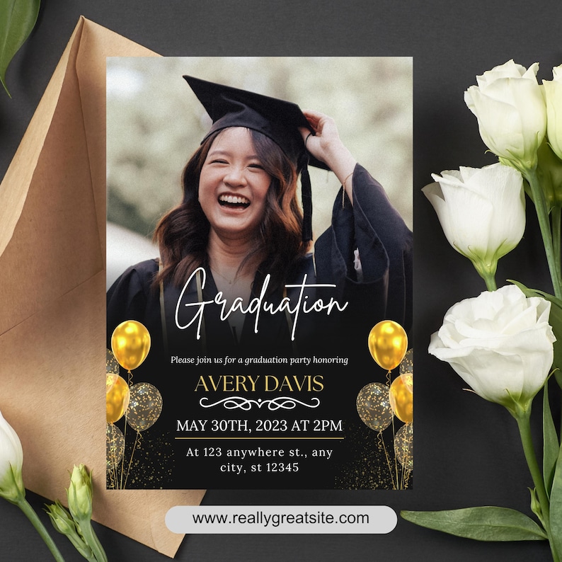 Graduation Party Invitation, Grad Party Invite, Template Editable ...
