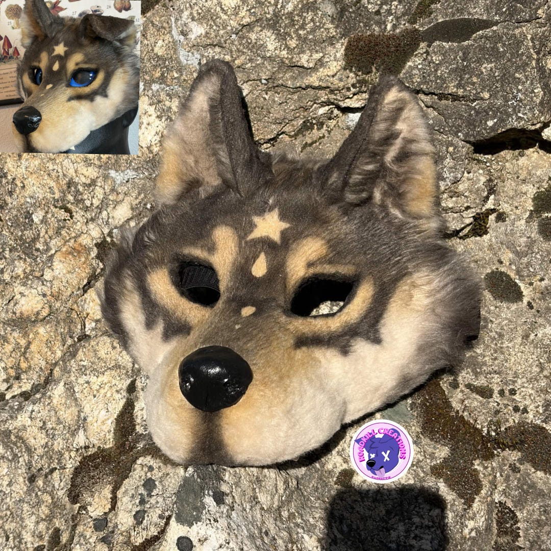 Handmade Husky Wolf Mask | Realistic Faux Fur Cosplay, Therian, K9 ...