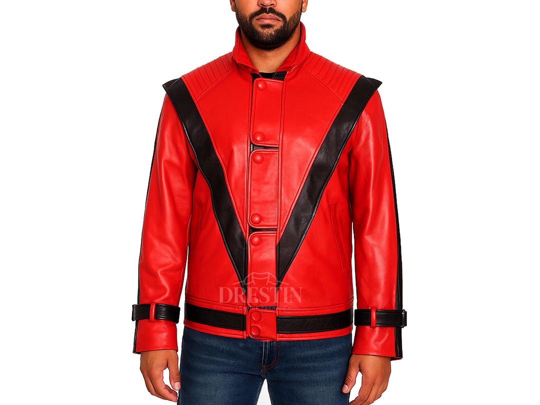 Michael Jackson Thriller Jacket | MJ Red Leather Costume Jacket | 80s ...