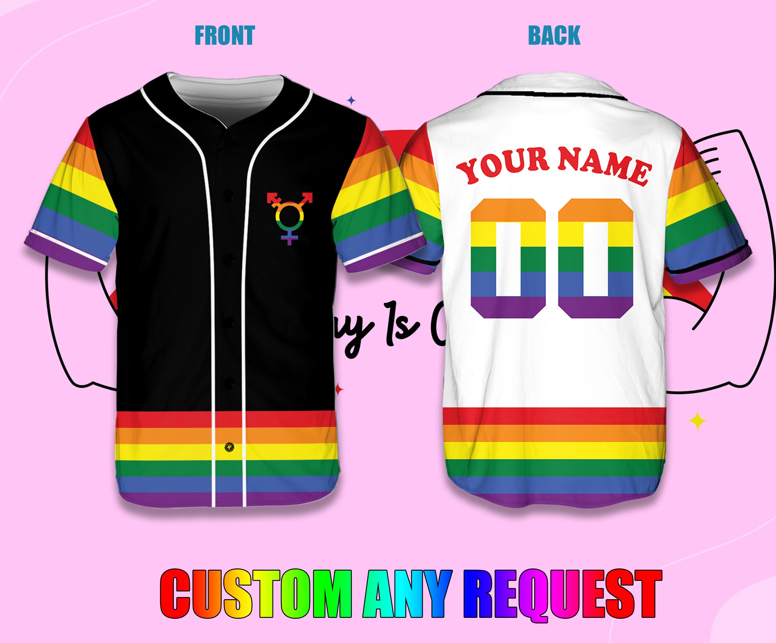 Custom LGBTQ Pride Month Baseball Jersey Personalized LGBTQ Lesbian Gay ...