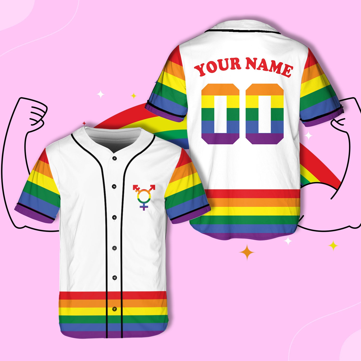 Custom LGBTQ Pride Month Baseball Jersey Personalized LGBTQ Lesbian Gay ...