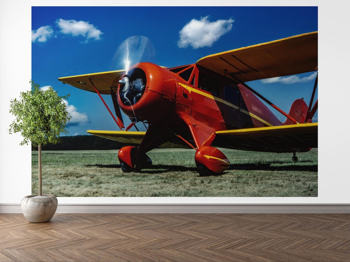 Vintage Biplane on Airfield Ready to Take Off. Classic Aviation ...