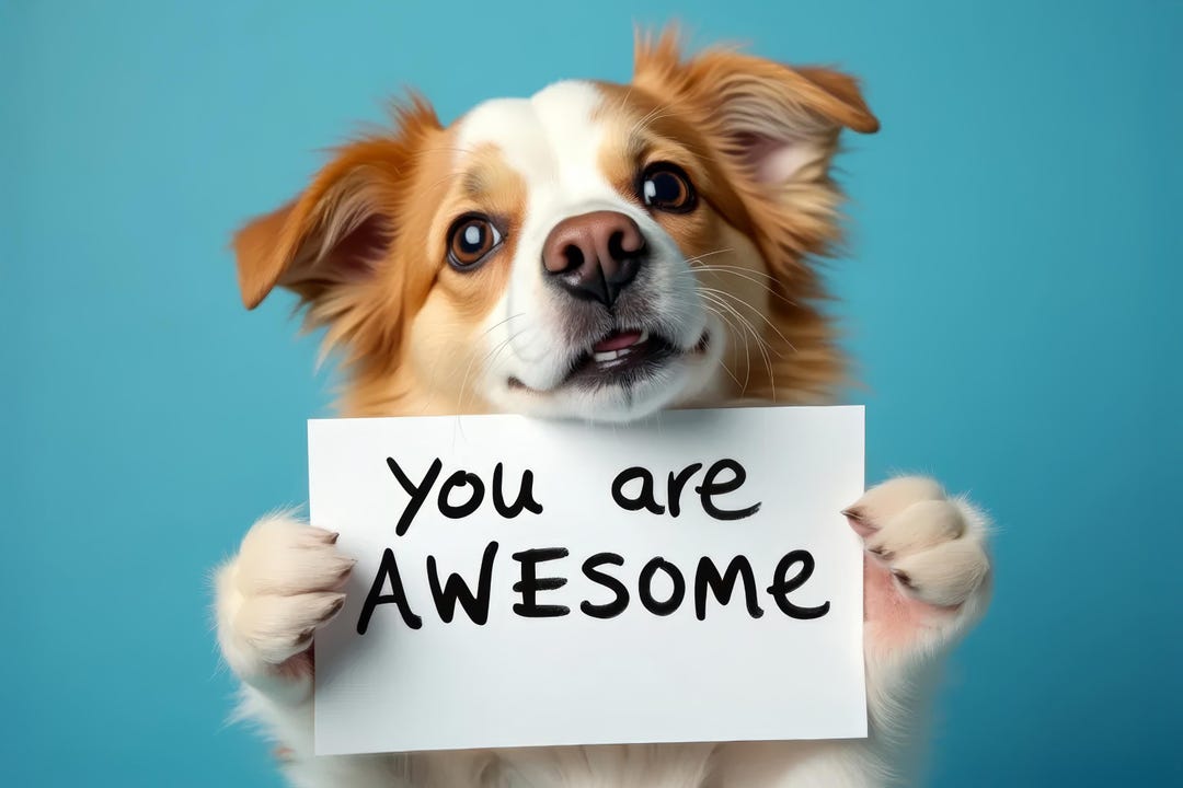 Appreciation, Praise Card. Dog With Text " You Are Awesome ". Gift for ...