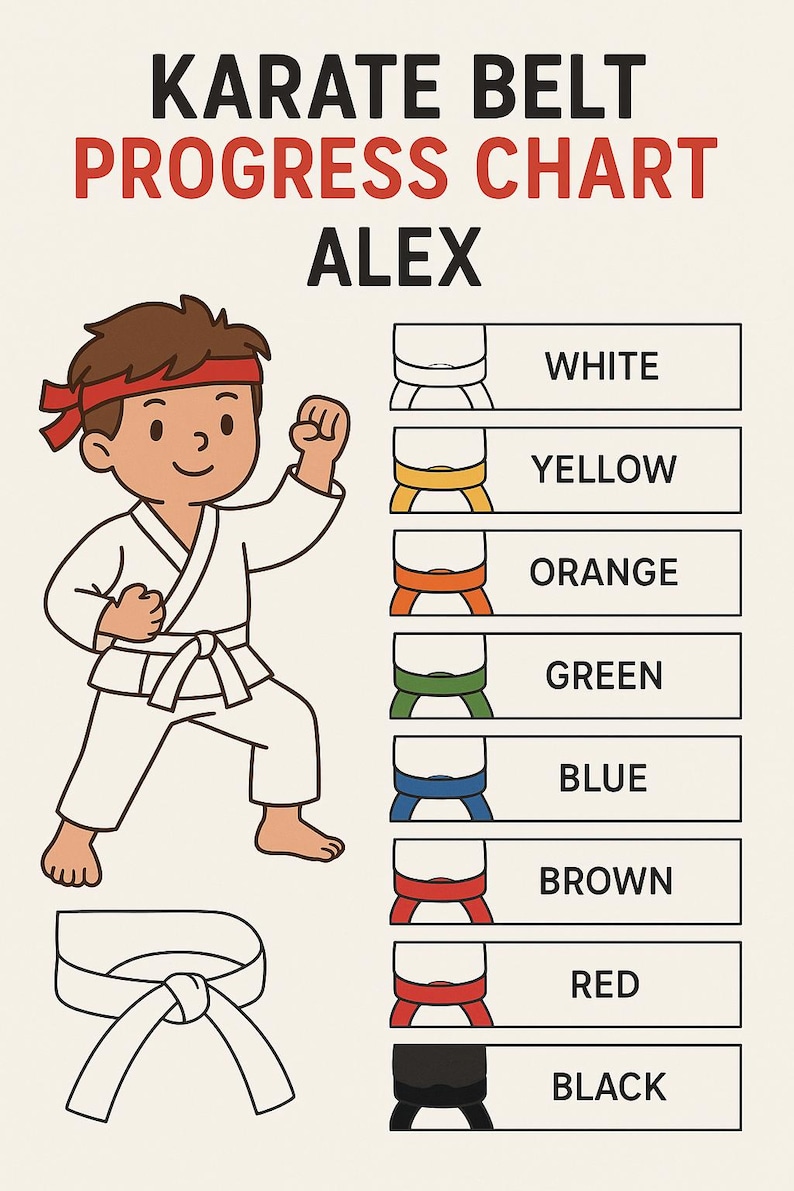 Karate Belt Progress Chart for Kids - Etsy UK