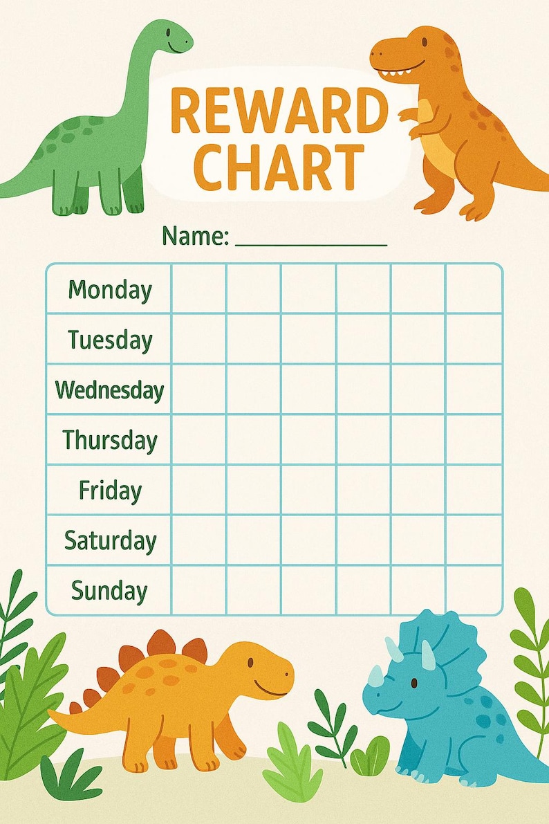 Printable Dinosaur Reward Chart – Fun Behavior Tracker for Kids - Etsy