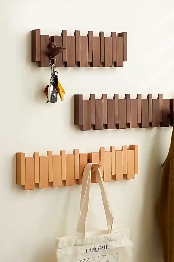 Piano Key Coat Rack: Solid Wood Magnetic Hooks, Farmhouse Decor - Etsy
