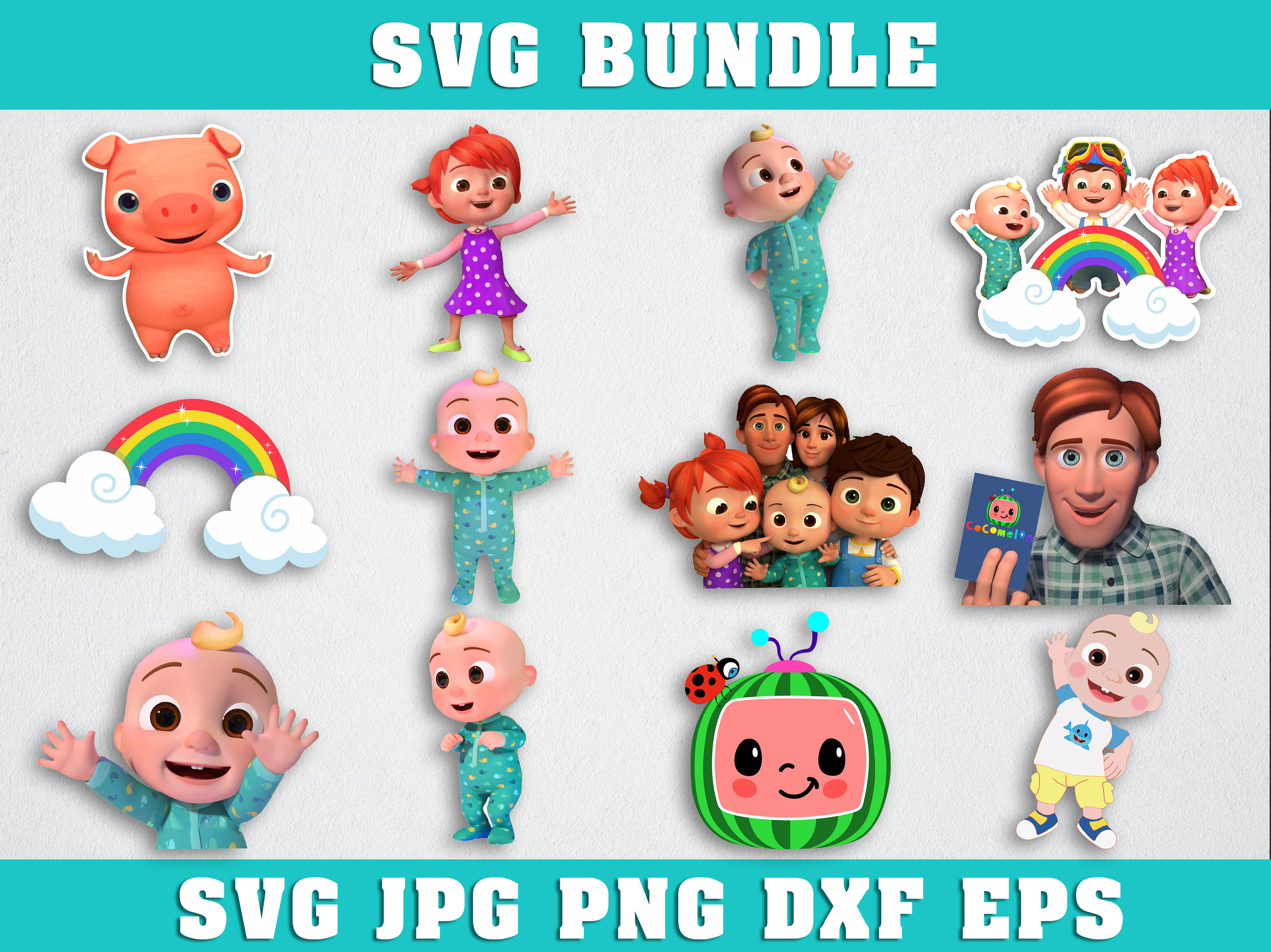 Cocomelon SVG Bundle, Cocomelon Cartoon Design SVG Bundle, Cocomelon ...