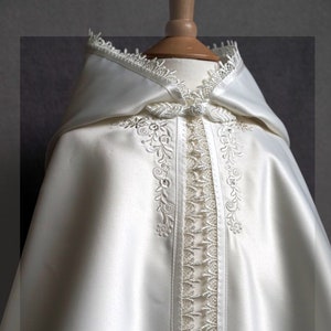 Baby Baptizm Baptism Christening Cape in White or Ivory Satin and Hood ...