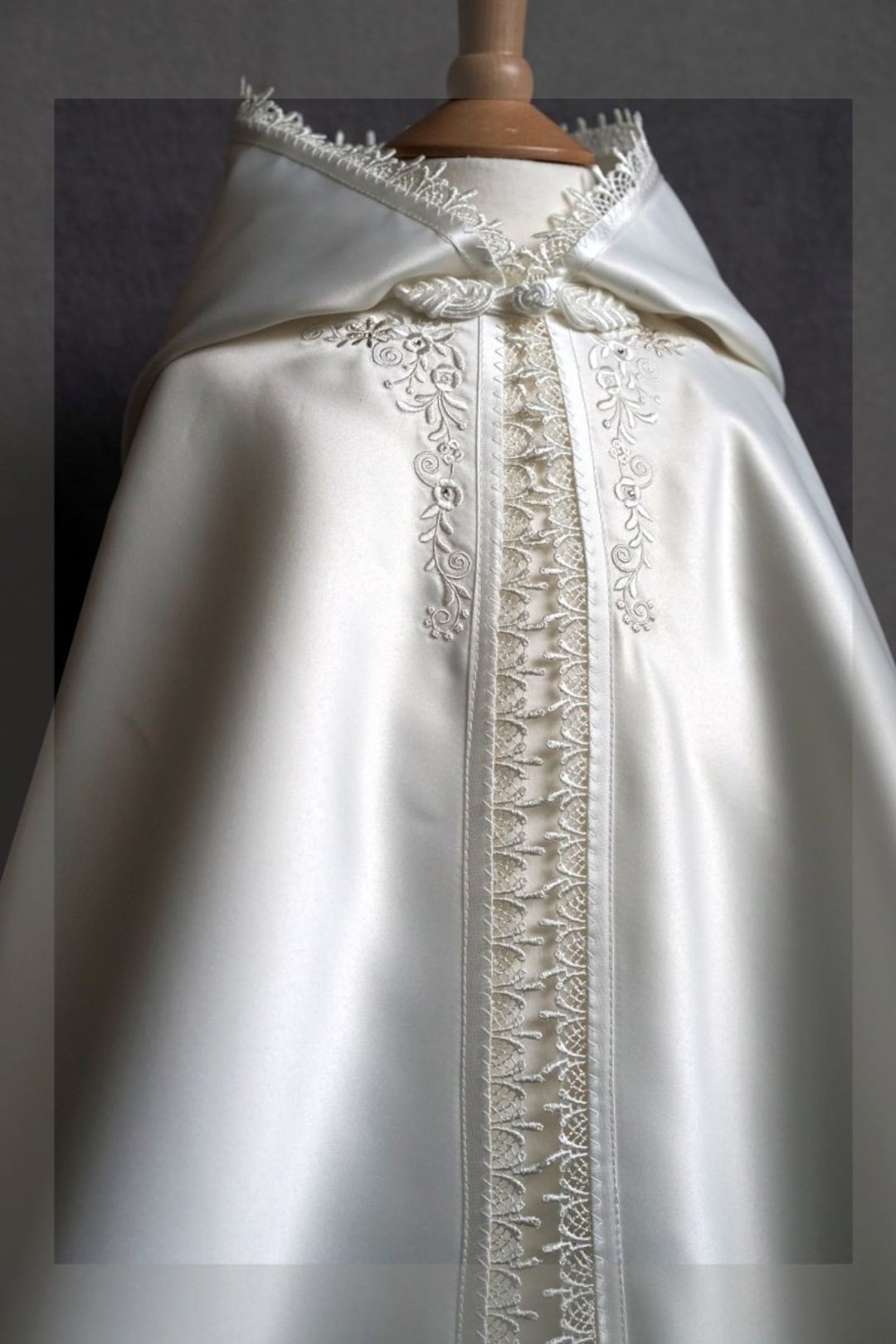 Baby Baptizm Baptism Christening Cape in White or Ivory Satin With ...