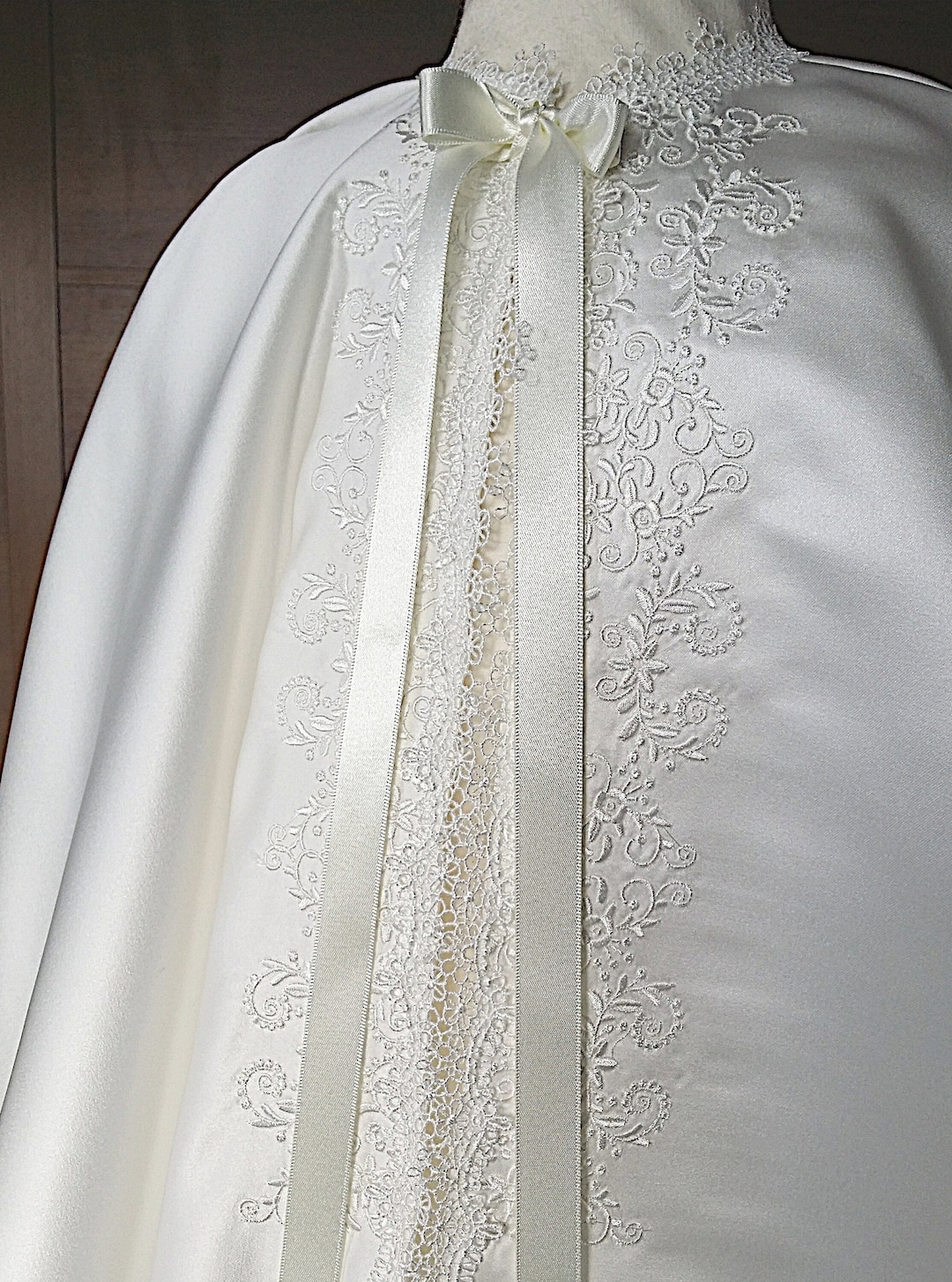 Made to ORDER Baby Baptizm Baptism Christening Cape in Ivory Satin With ...