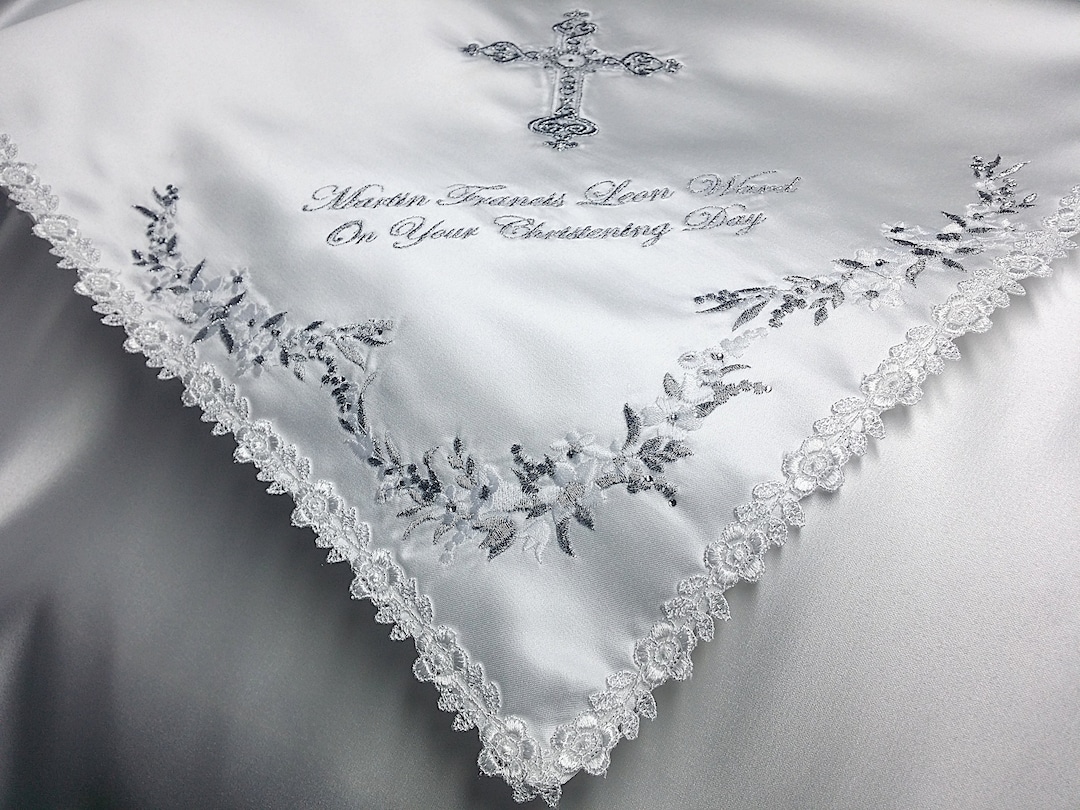 Ivory or White Baby Baptism /christening Blanket With Delicate Flower ...