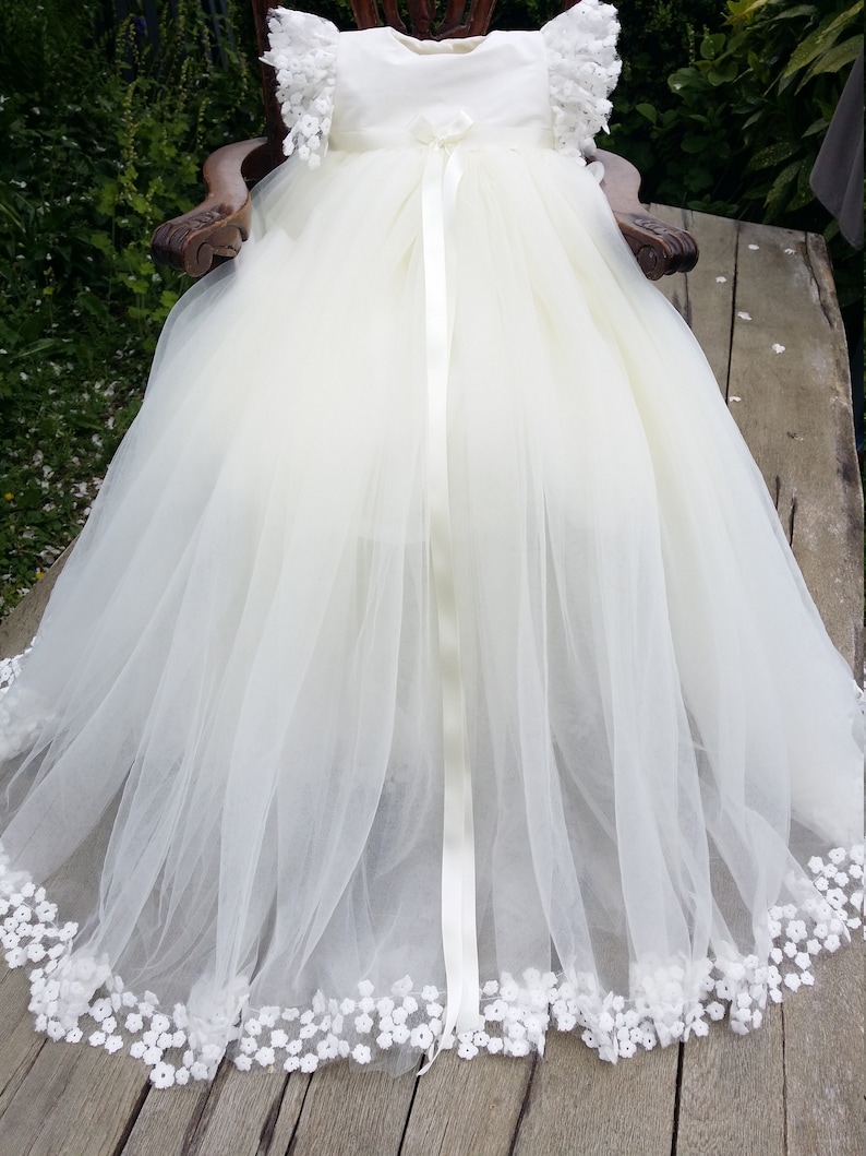 Princess Meadow Pale Ivory Christening Gown in Silk Tulle and - Etsy