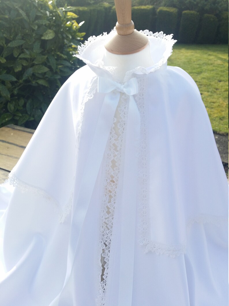 Baby Baptizm Baptism Christening Cape Gown in White Satin With | Etsy