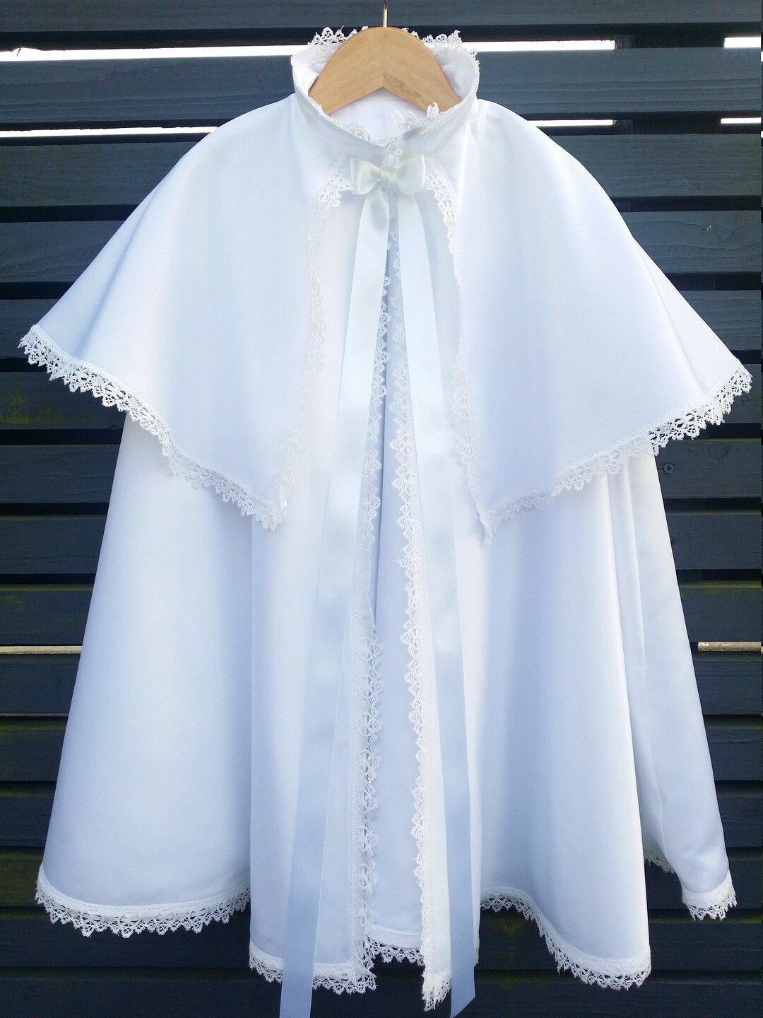 Baby Baptizm Baptism Christening Cape Gown in White Satin With - Etsy