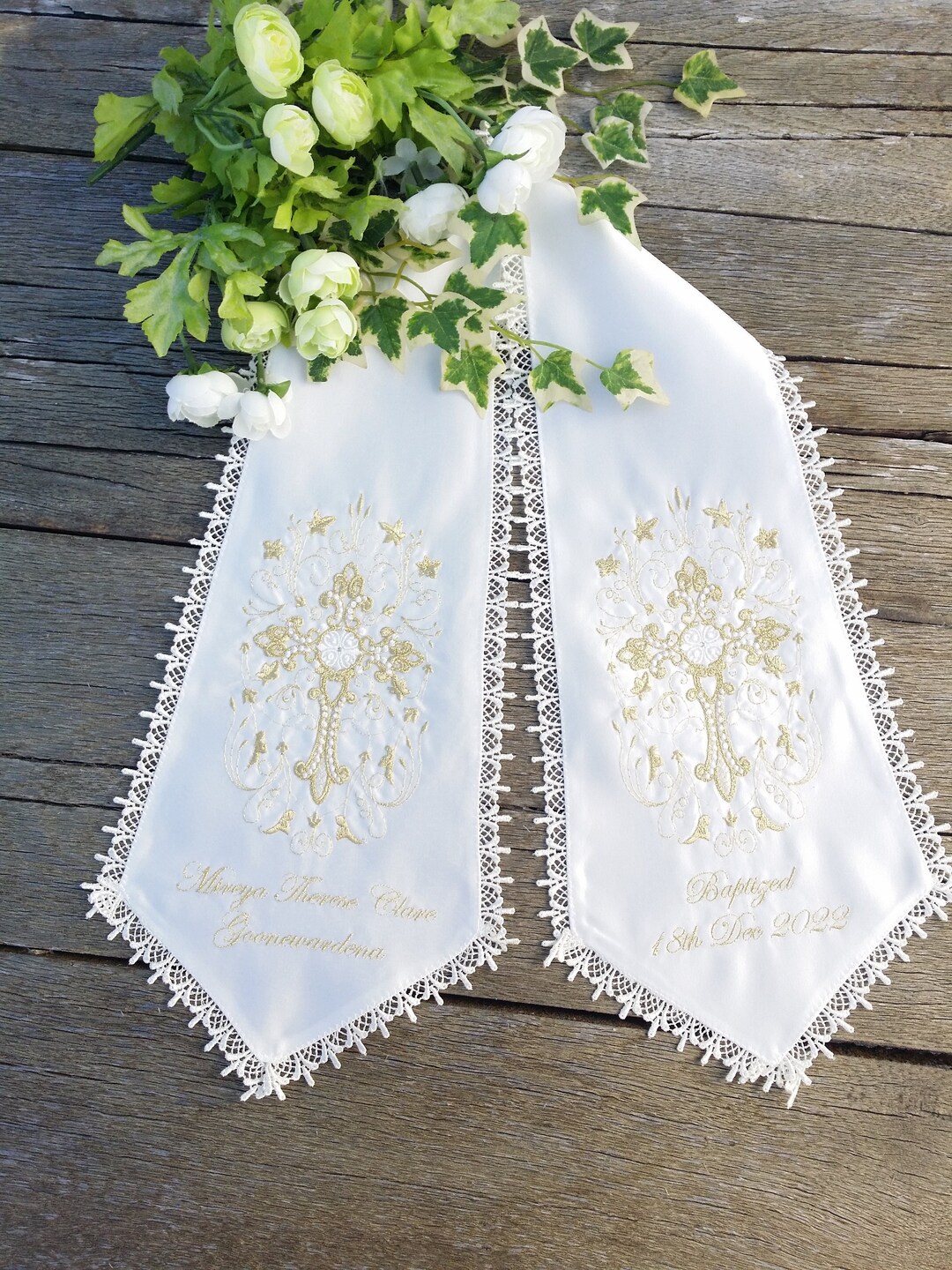 Cream White off White Ivory Baby Child's or Adult's Baptism Christening ...