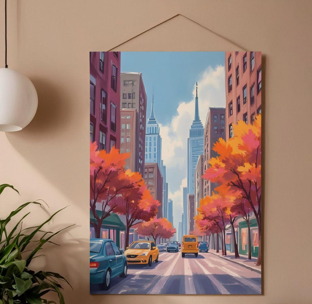 Colorful New York City Street Scene Posters | Cityscape Wall Art - Etsy