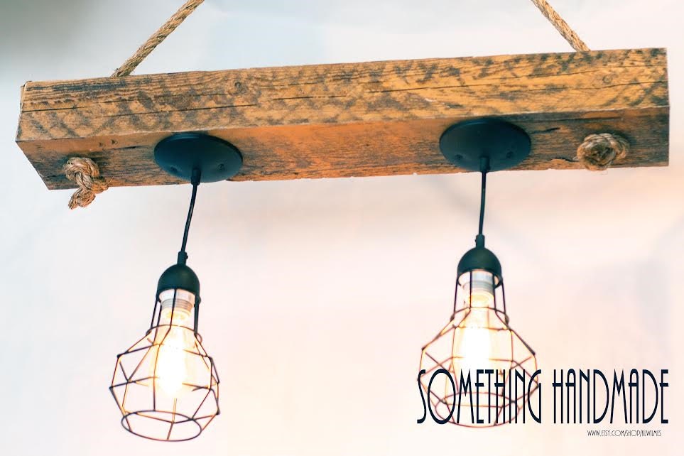 Reclaimed Barn Beam Industrial Light - Rustic Light 1800s Barn Beam and ...