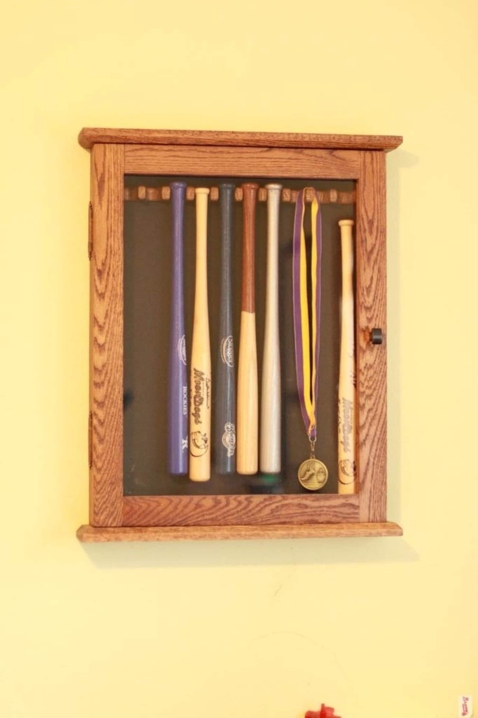 Minni Baseball Ball Bat Display Cabinet Solid Oak With Door - Etsy