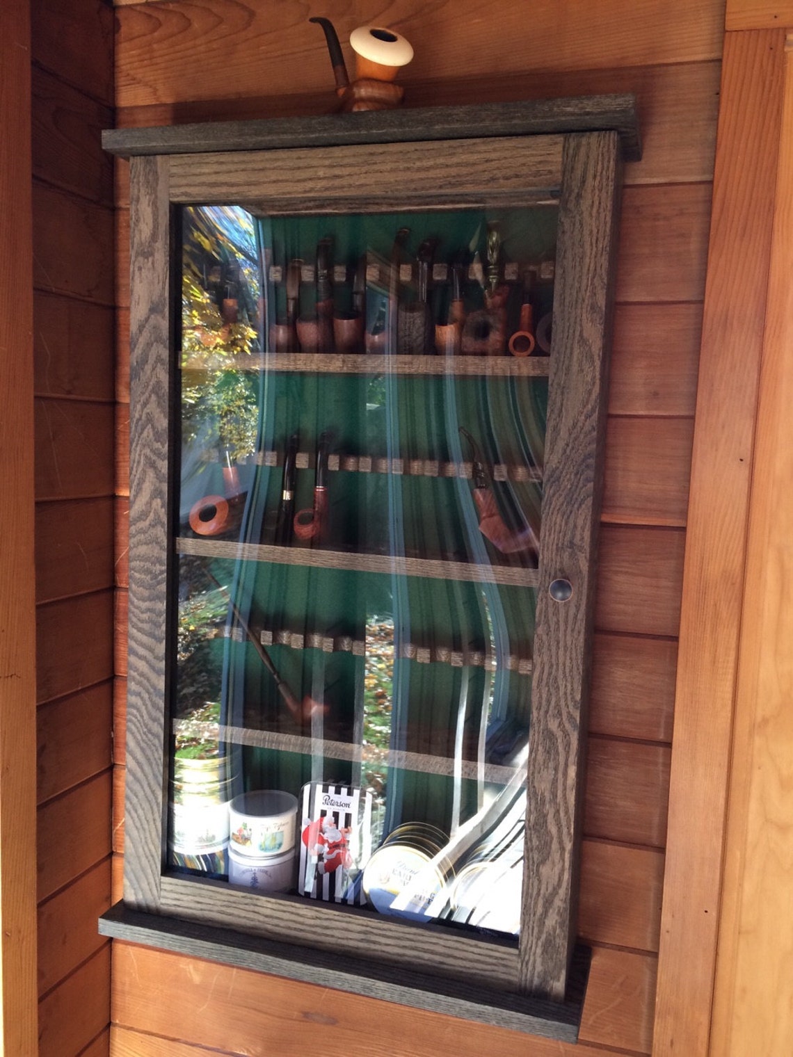 Tobacco Pipe Cabinet-rack Solid Oak 36 Pipe With Tobacco Shelf - Etsy