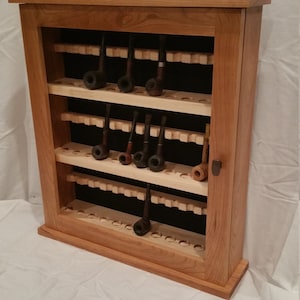 Pipe Cabinet Solid Cherry and Maple Holds 36 Pipes Tobacco Pipe Rack - Etsy