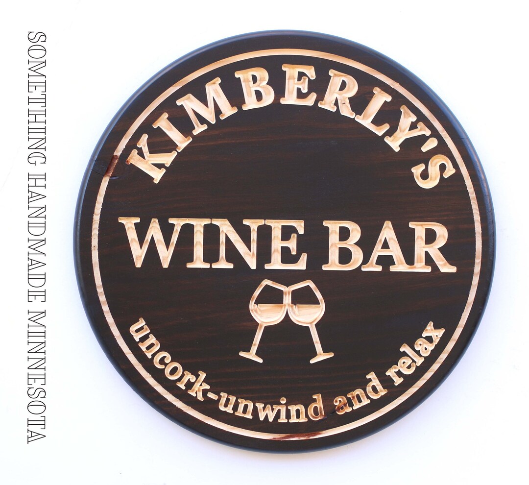 Personalized Wine Bar Round Sign Great Gift Uncork Unwind and Relax - Etsy